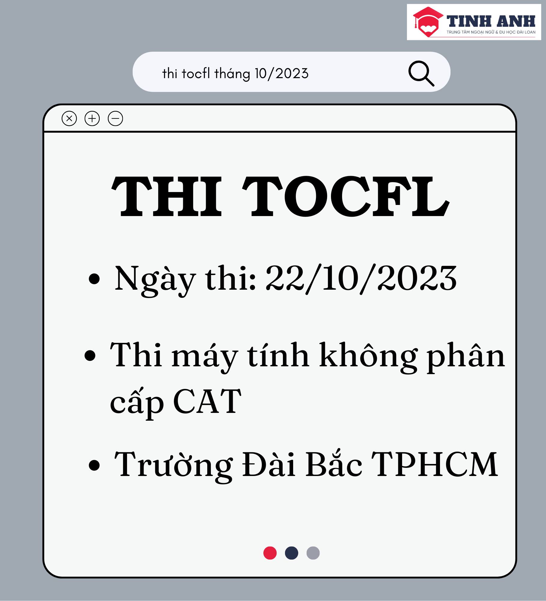 KỲ THI NĂNG LỰC HOA NGỮ TOCFL - THÁNG 10/2023